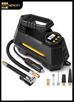 HAUSBELL Portable Air Compressor for Car Tires 2023 Upgraded Model Handle up to 4 Tires at a Time 12V DC Car Air Pump 150 PSI with Emergency LED Light Black price in