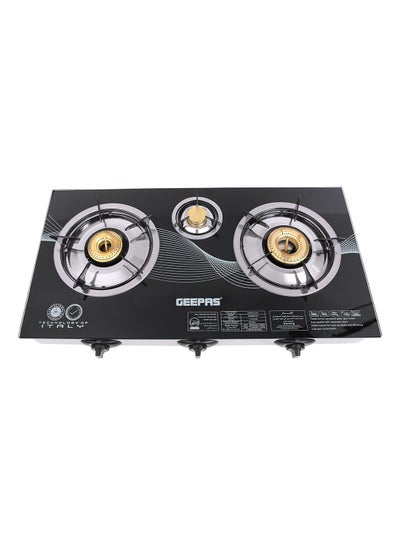 Triple Gas Burner with Tempered Glass - Auto-Ignition, Thick Pan ...