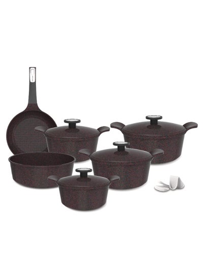 سعر 10 Piece Korean Extrema Granite Cookware Set Purple purple 28.0cm ...