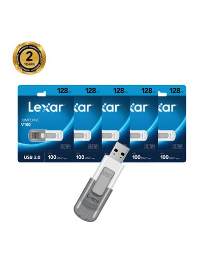 Lexar 128GB JumpDrive V100 USB 3.0 Flash Drive - pack of 5 -2 years ...