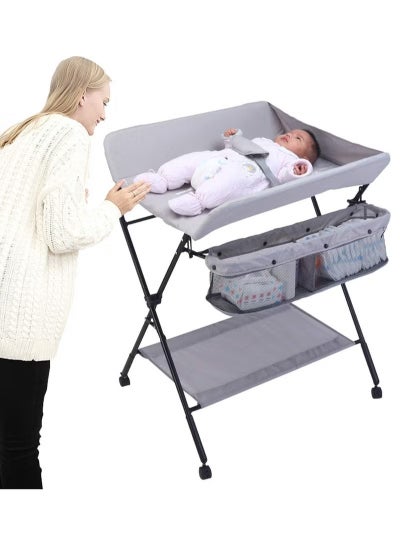 Portable Foldable Baby Diaper Changing Table With Wheels Mobile Nursery ...