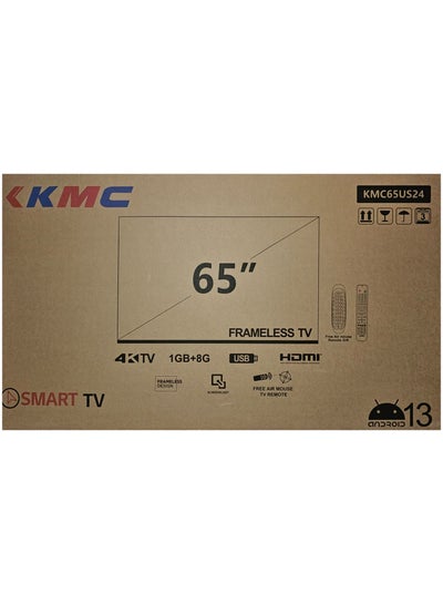 4K Smart Tv 65" Frameless- Android 13 - 2 Emote Control ( Free Air Remote) 1Gb + 8G KMC65US24 ...