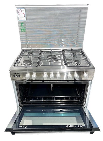 GVC PRO Stainless Steel gas oven - 5 burners with Fan, full safety, 90 ...