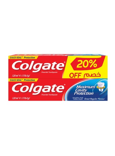 Colgate Maximum Cavity Protection Toothpaste, Regular Flavor, 120ml x 2 ...
