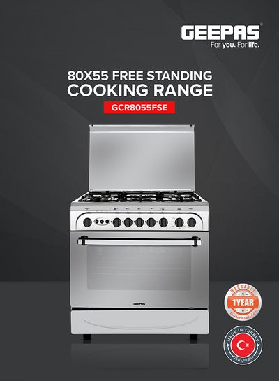80x55 Free-Standing Cooking Range: 5 Burners with Auto Ignition, Grill ...