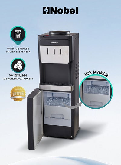Nobel Water Dispenser with Ice Maker, 3 Taps Hot Normal Cold, Stainless ...
