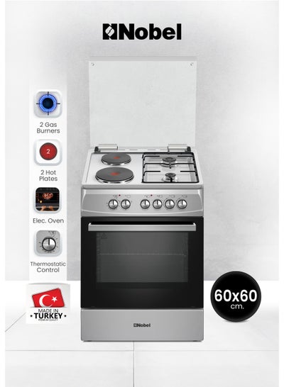 Nobel 60x60 Cooking Range with 2 Gas Burners & 2 Electric Hotplates ...