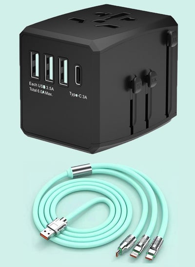 International travel global power adapter integrated 3 USB 1 Type C ...