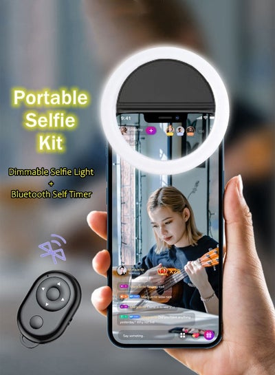 Portable Selfie Kit with Dimmable Selfie Light and Wireless Bluetooth ...