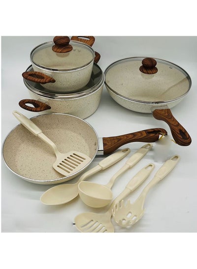 12-Piece Modern Cookware Set With Cover And Turning Spoon Beige price ...
