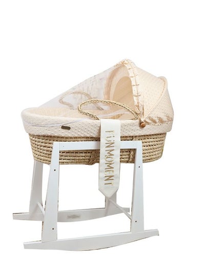 Portable Baby Moses Basket Cot With Durable Rocking Stand (Beige) price ...