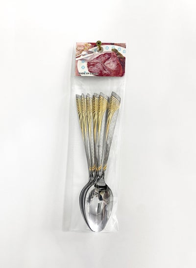 Crown Spoon 6-Piece Stainless Steel Cutlery Set Laser Gold Plated price ...