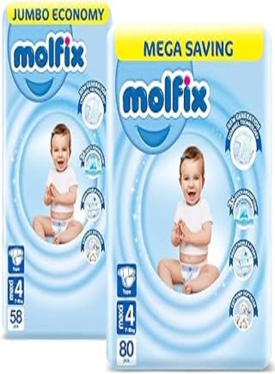 سعر Super Saver Molfix Bundle - Baby Diapers - Maxi Size 4-138 Pieces ...