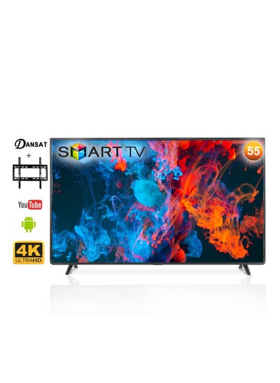 55-Inch Ultra HD 4K Smart Android Television with Wallmount Black ...