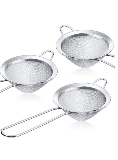 3 Pieces Fine Mesh Strainer Stainless Steel Conical Sieve Tea with Long ...