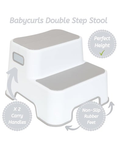 Childrens Double Step Stool – Non-Slip 2 Step Up for Toddlers with ...