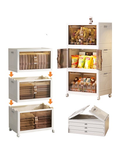 Foldable Plastic Storage Box 3 layers With Wheels and Doors,XLarge ...
