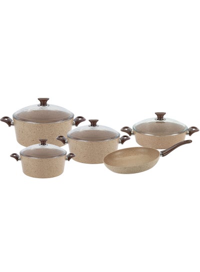 Quantum Series 9 Pcs Granite Cookware Set Cappuccino Color Set Include ...