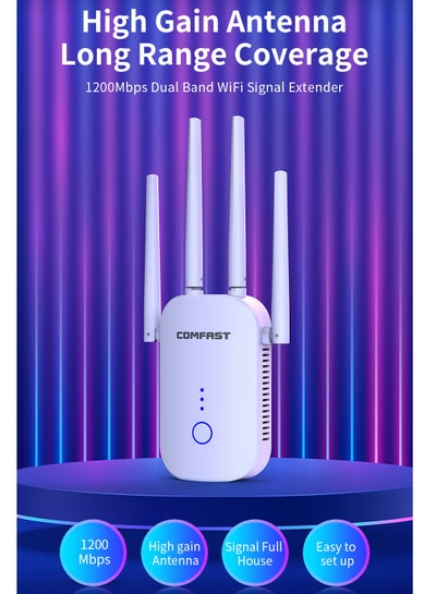 Wi-Fi Range Extender 1200Mbps 2.4GHz and 5GHz Works with any Wi-Fi ...