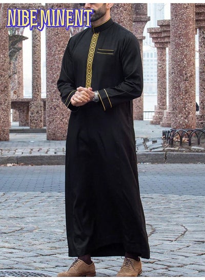 Men's Saudi Arabic Thobe Jubba Dishdasha Long Sleeve Robe, Abaya Dress ...