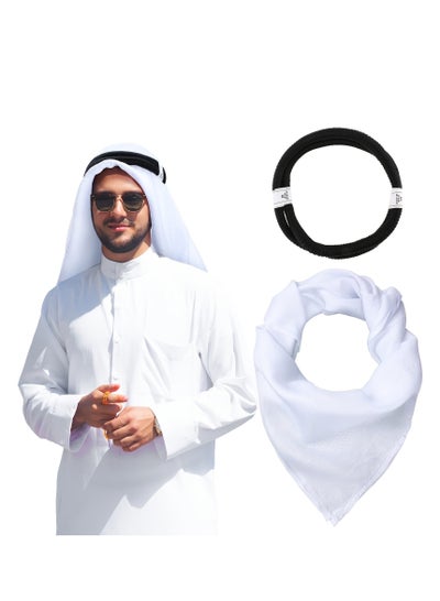Men Headscarf with Aqel Rope, Arab Keffiyeh Shemagh Turban,Desert ...