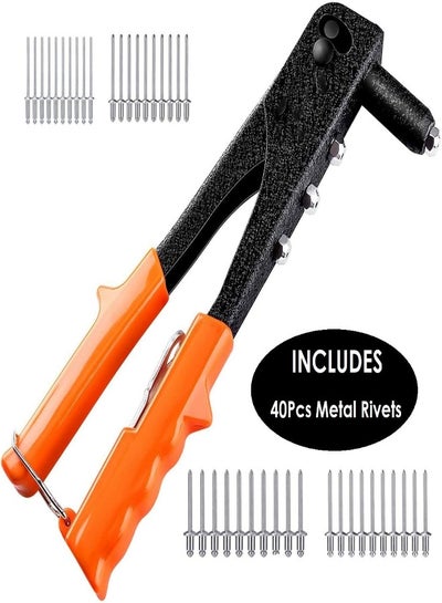 Getjz Rivet Gun Hand Riveter With 40Pcs Metal Rivets Heavy Duty Riveter ...