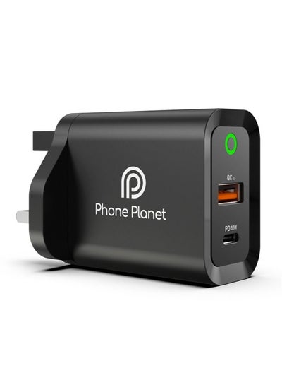 سعر Phone Planet Advanced Black Wall Charger with 30W Fast Charging and Dual Type-C Ports to ...