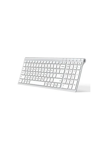 Bluetooth Keyboard BK10, Multi Device Keyboard Rechargeable with Number Pad Ergonomic Design ...