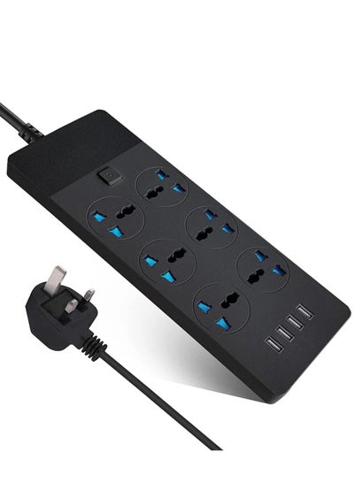 Power Strips Extension Cord 6 Sockets Universal Plug Adapter with 4 USB ...