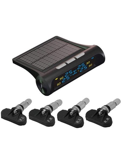 Tire Pressure Monitor, Solar Wireless Auto Car TPMS Tyre Monitoring System with 4 Internal ...