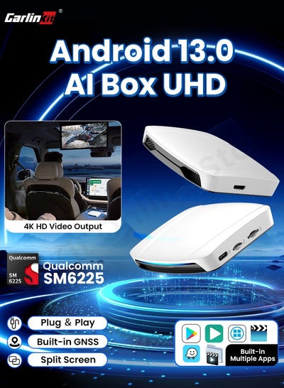 UHD CarPlay AI Box: Android Auto HDMI Android 13 Snapdragon 6225 8GB+128GB GPS YouTube Netflix ...