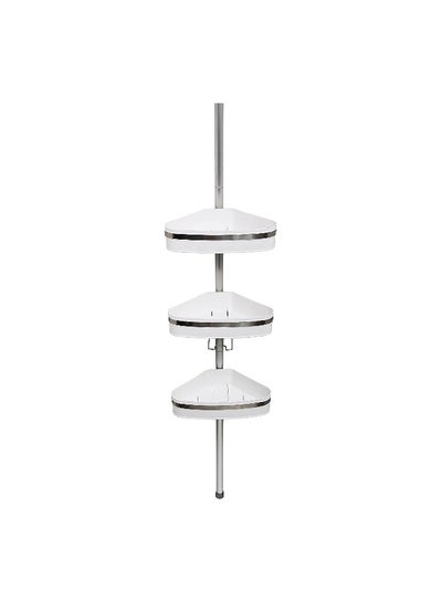 3-Tier Plastic Fina Corner Shower Pole Caddy White and Grey 260 x 25 x ...