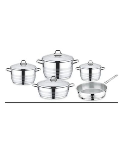 9 Piece Turkish Luxury Stainless Steel Cookware Set with Lid 18/10 ...