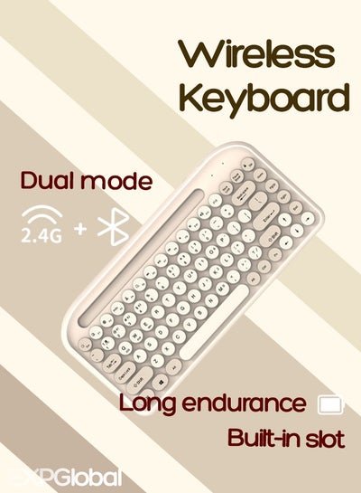 Wireless Bluetooth keyboard, Cute Mini 84-key Compact Keyboard, Dual ...