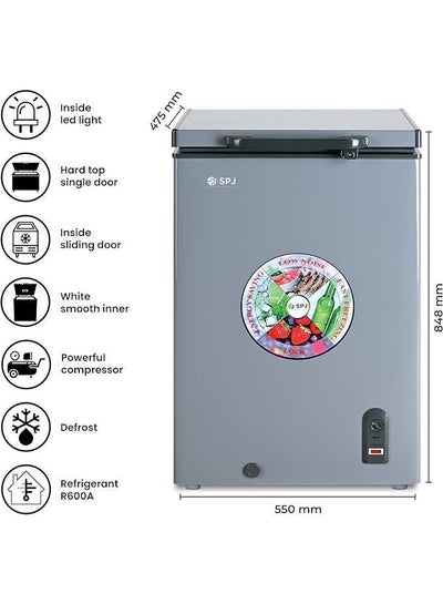 SPJ 100 L Chest Freezer, Hard-Top Single Door, White Smooth Inner ...
