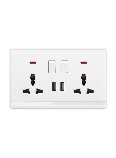 Double Universal switched socket with 2 USB, 3x3" White/Ivory Finish price in UAE | Noon UAE ...