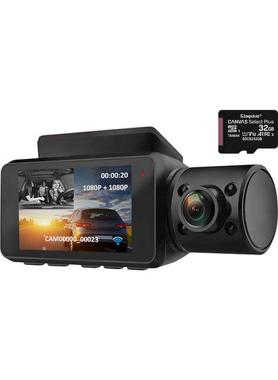 Rexing V3 Plus Front and Cabin Dash Cam with Built-in GPS Wi-Fi Connect ...
