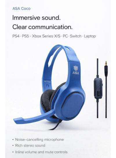 سعر ASA Coco Wired Gaming Headset – Noise-Cancelling Mic & Immersive ...