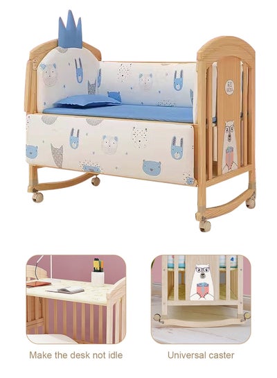 Multifunctional Baby Beside Crib, Solid Wood Rocking Bed, Adjustable ...