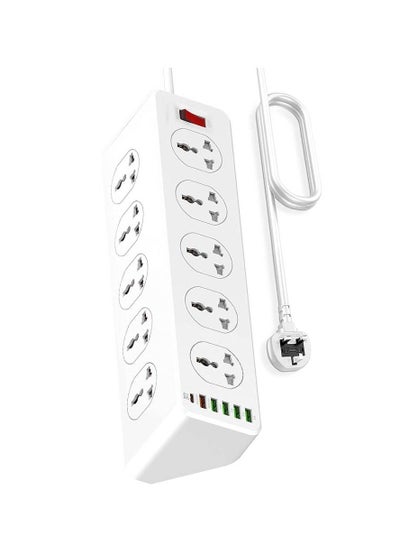 10 Way Power Extension Cord Surge Protector Strip Heavy Duty Universal ...