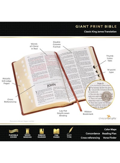KJV Holy Bible, Giant Print Standard Size Faux Leather Red Letter Edition - Thumb Index & Ribbon ...