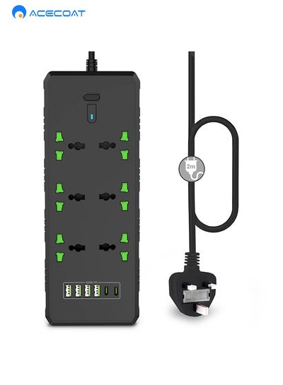 Universal Extension Lead with USB C Ports | Power Strip with Switch, 6 ...