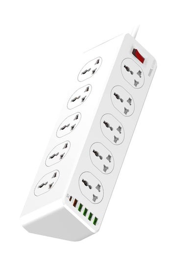 Power Strip Extension, Socket Extension with 1 USB-C and 5 USB-A Ports ...