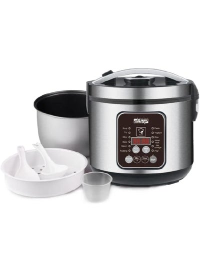 Digital rice cooker with steam basket, removable non‑stick pot ...
