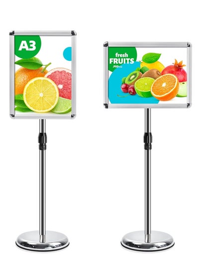 A3 Sign Stand Adjustable Poster Aluminum Snap Frame Menu Replaceable ...
