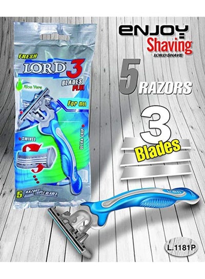 سعر LORD Triple Plus 3 Blade Disposable Razor for Men, Pack of 5 فى مصر ...