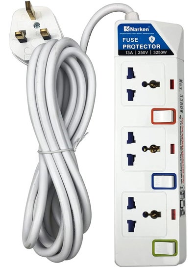 E Series Electric Universal Extension Cord 3 Socket 3 Meter Power Strip ...