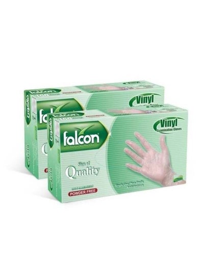 Falcon Vinyl Gloves - Clear Powder Free (2 Packs x 100 Pieces)LARGE ...