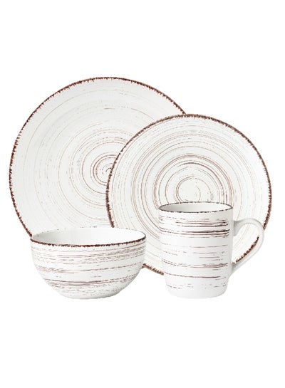 سعر طقم عشاء مكون من 16 قطعة بتصميم أنيق وحديث من الخزف الصلب باللون ...