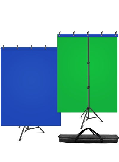 Blue Green Screen Backdrop Kit, 2-in-1 Green Screen Stand, Blue ...